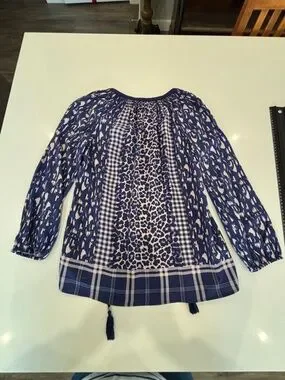 DR2 | Tops | Dr2 Leopard Print Boho Top Blue | Poshmark